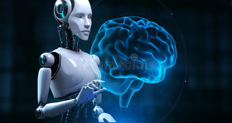 Cyborg Robot 3d Render. AI Artificial Intelligence Machine Learning ...