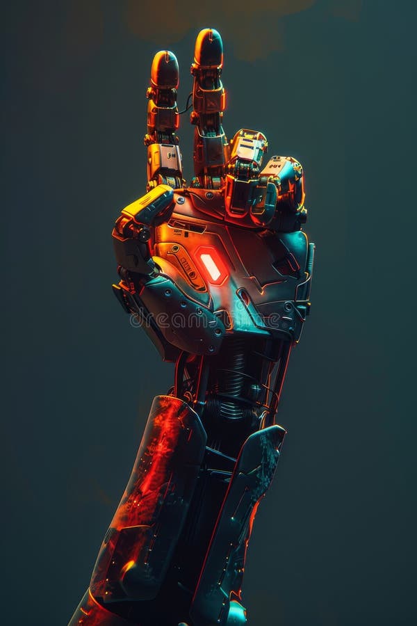 Cyborg Robot Hand on Dark Background. Robotic Process Automation ...