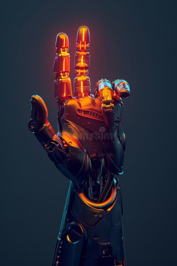 Cyborg Robot Hand on Dark Background. Robotic Process Automation ...