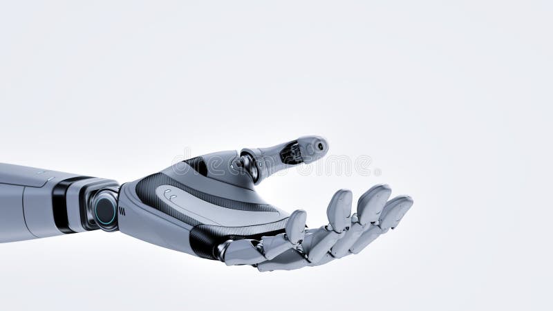 Cyborg Robot Hand with Open Palm and Artificial Intelligence (AI) on ...