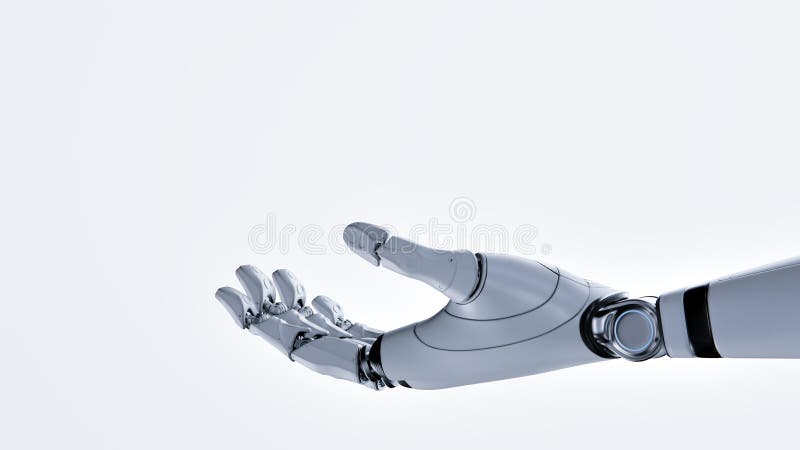 Cyborg Robot Hand with Open Palm and Artificial Intelligence (AI) on ...