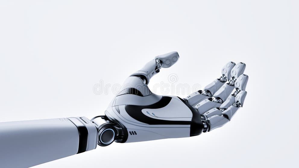 Cyborg Robot Hand with Open Palm and Artificial Intelligence (AI) on ...
