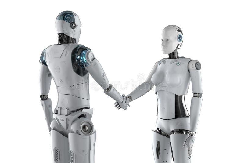 Couple cyborg kiss stock illustration. Illustration of automatic ...