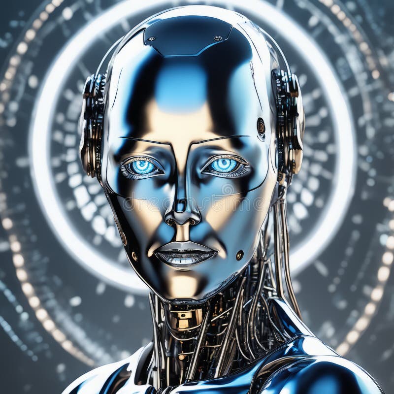 Cyborg Robot Head with Artificial Intelligence Concept. Mixed Media ... Cyborg Robot Head with Artificial Intelligence Concept. Mixed Media ...