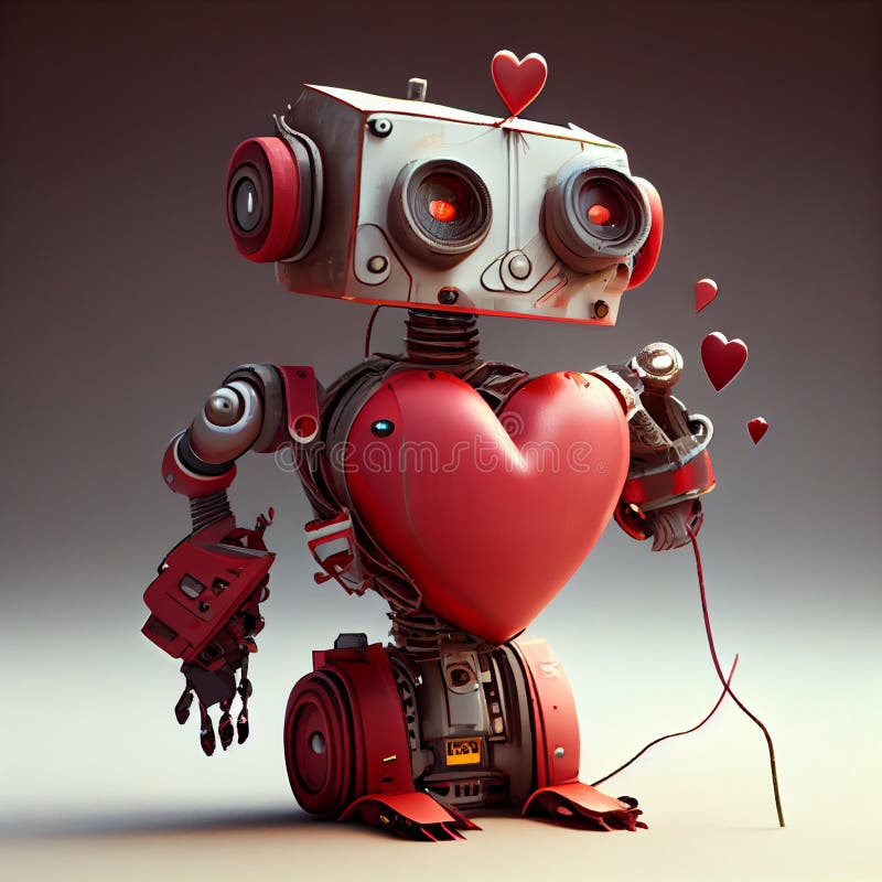 A Robot with Two Hearts on Its Face is Waving by AI Generated Image ...