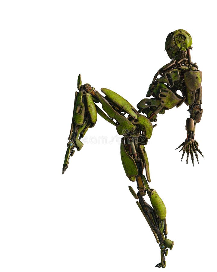 Futuristic Robot Isolate on Green Screen. Realistic 3d Render. Stock ...