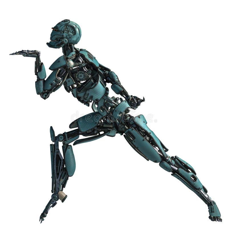 Cyborg robot in a mission stock illustration. Illustration of militar ...