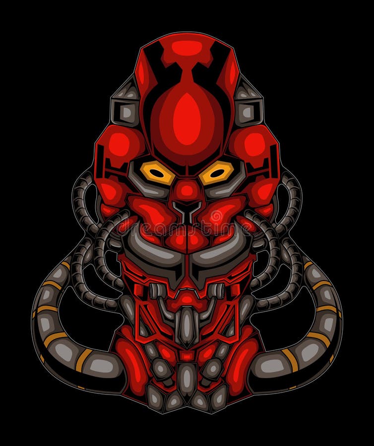 Cyborg Robot Vector Illustration Stock Vector - Illustration of robotic ...