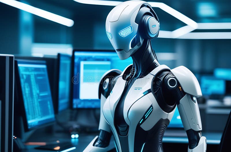 Cyborg Robot at Work,Evil Eyes,White Robot,Cyborg Woman at Work ...