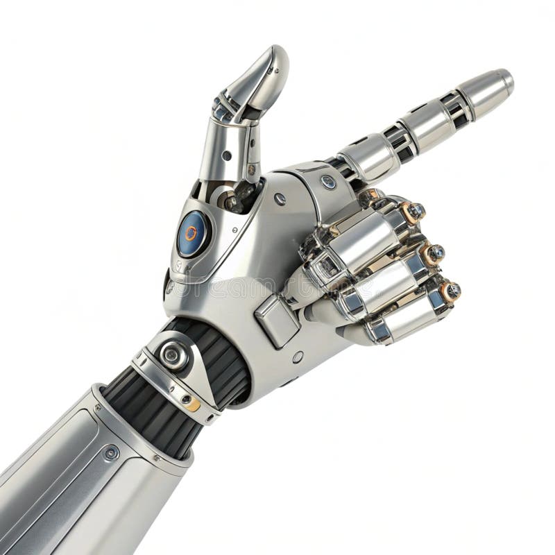 Cyborg Robotic Hand Pointing Isolated on White Background Stock ...