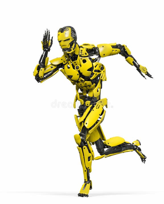 Cyborg running in action stock illustration. Illustration of fantasy ...