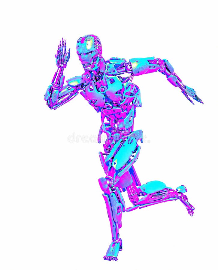 Cyborg running in action stock illustration. Illustration of cybernetic ...
