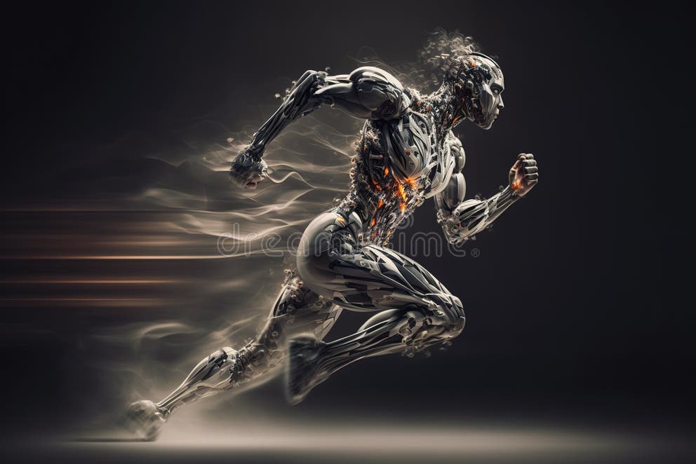 Cyborg Running Fast, Concept of Futuristic Technology and Artificial ...