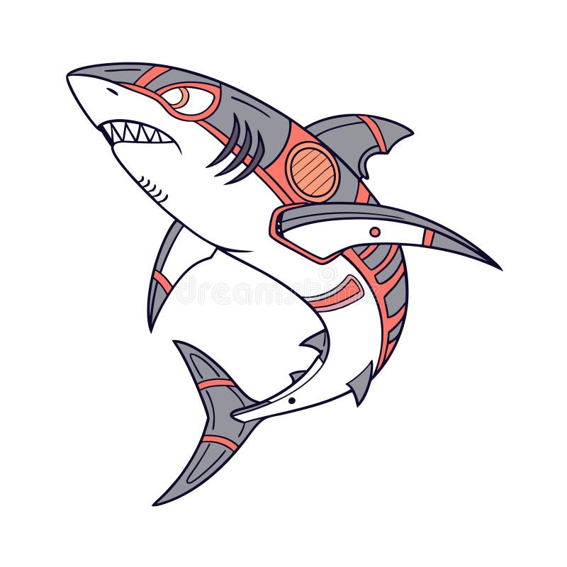 Cyborg Shark Cartoon Vector NFT Design Stock Vector - Illustration of ...