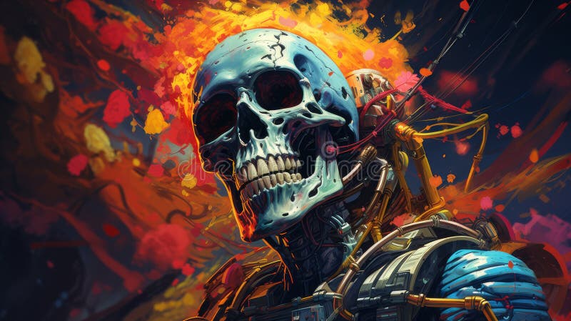 Cyborg skeleton stock illustration. Illustration of automaton - 283335799