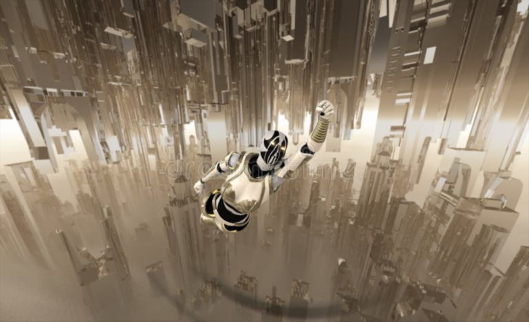 Cyborg soldier flying stock illustration. Illustration of render - 14510435