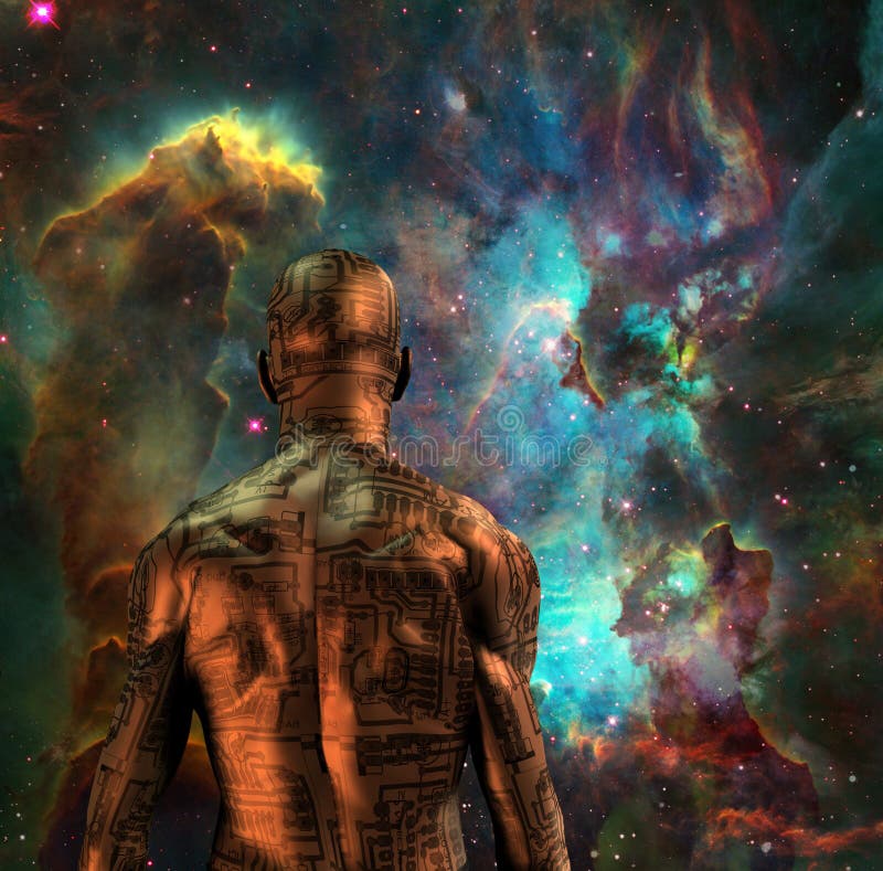 Cyborg before the Space Portal Stock Illustration - Illustration of ...