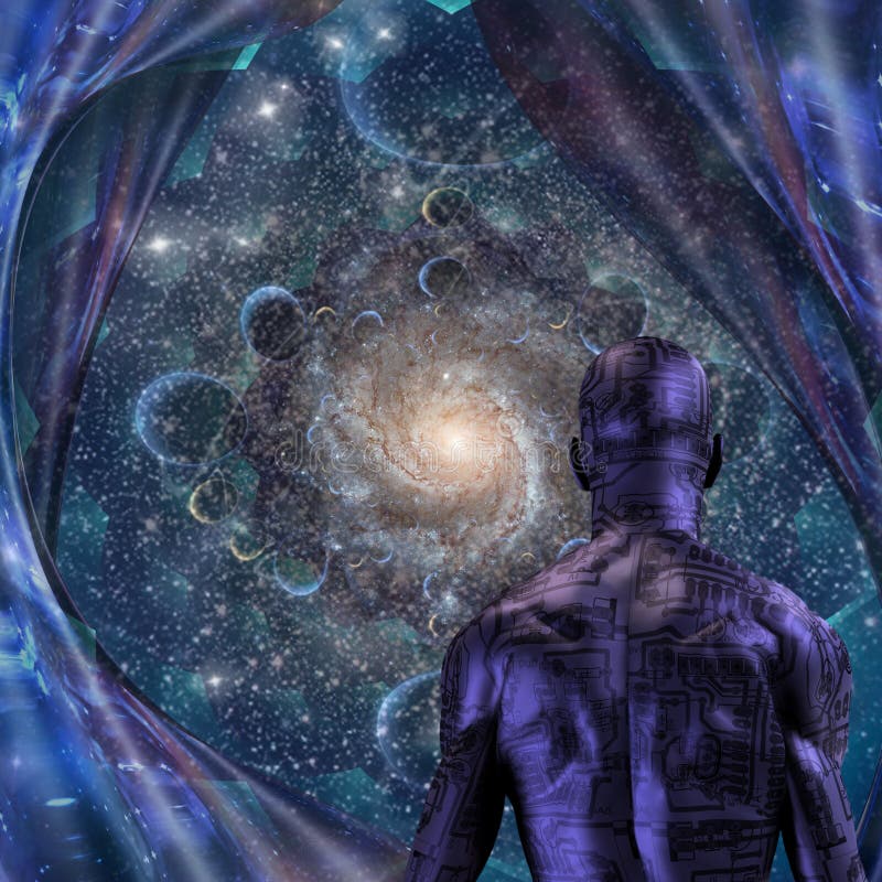 Cyborg before the Space Portal Stock Illustration - Illustration of ...