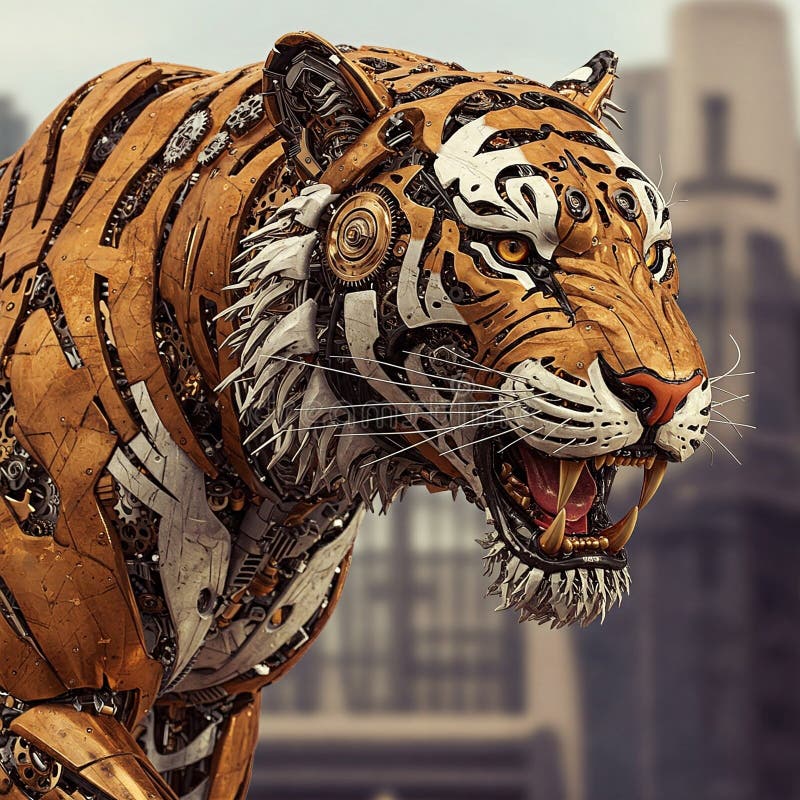 Cyborg Tiger Illustration stock illustration. Illustration of cartoon ...