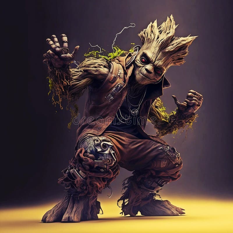 A Cyborg Tree from Future with Jacket Digital Art Stock Illustration ...