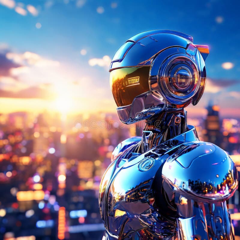 Cyborg with vr headset stock illustration. Illustration of computer ...