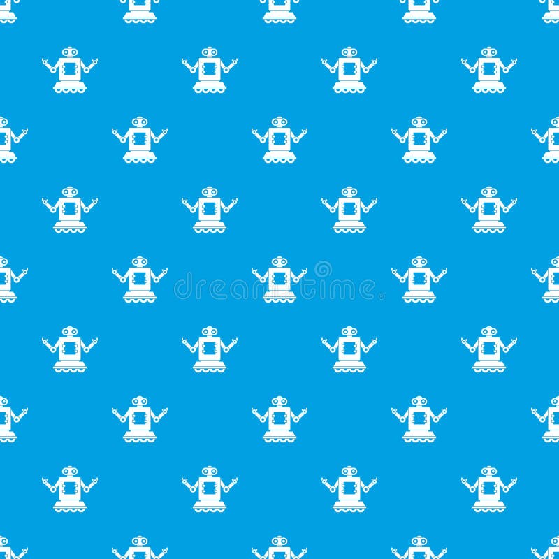 Cyborg on Wheels Pattern Seamless Blue Stock Vector - Illustration of ...