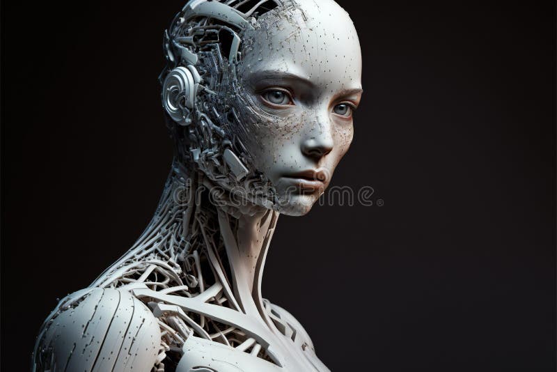 Cyborg with White Metal Frame.Concept Artificial Intelligence or ...
