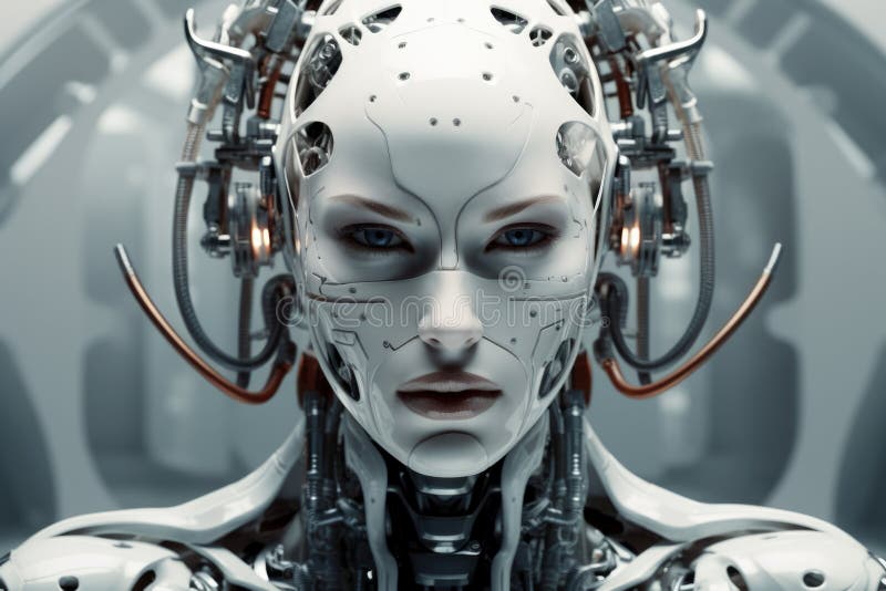 Cyborg Woman, Abstract Science and Technology Backgrounds Stock Image ...