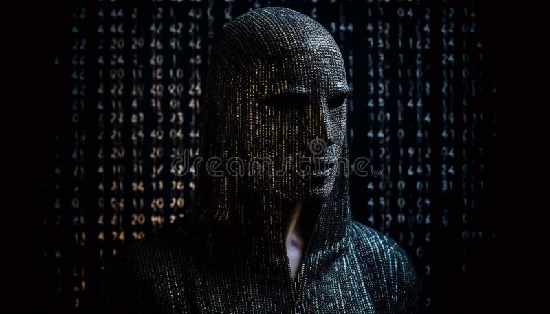 Cyborg Woman Beauty Reflects Futuristic Technology in Binary Code Mystery Generated by AI Stock ...