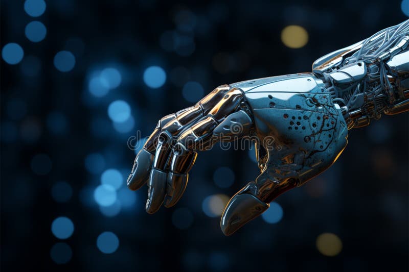 A Cyborgs Hand Holds a Chatbot Amidst a Backdrop of Binary Code Stock ...