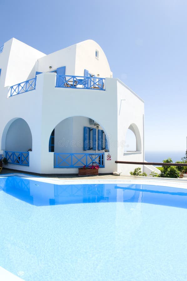 Cyclades Greek Architecture Swimming Pool Stock Photo - Image of ...