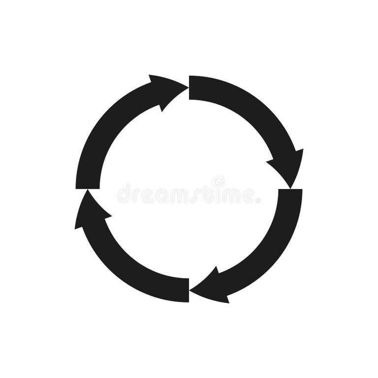 Cycle Arrows. Circular Rotation Icon. Process Loop Symbol. Black Simple ...