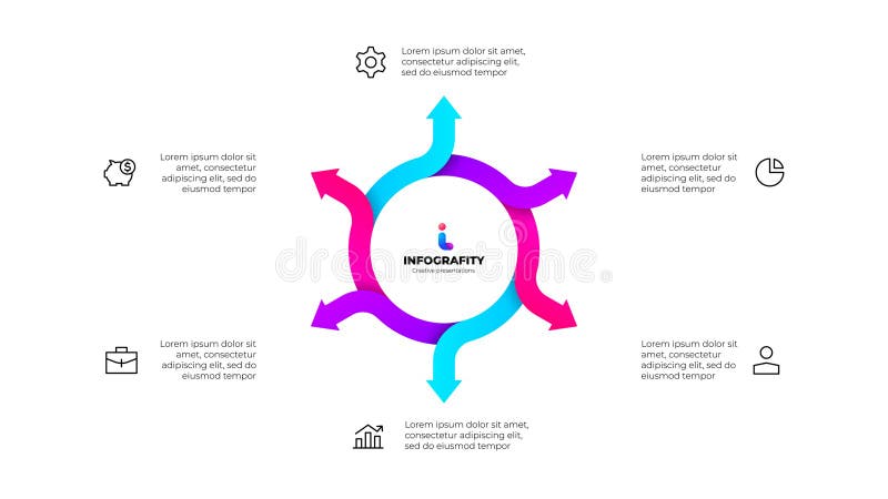 Cycle Arrows Diagram. Concept of 6 Options of Business Project ...