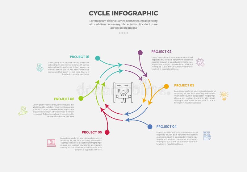 Cycle Base Infographic Outline Style with 4 Point Template with Big ...