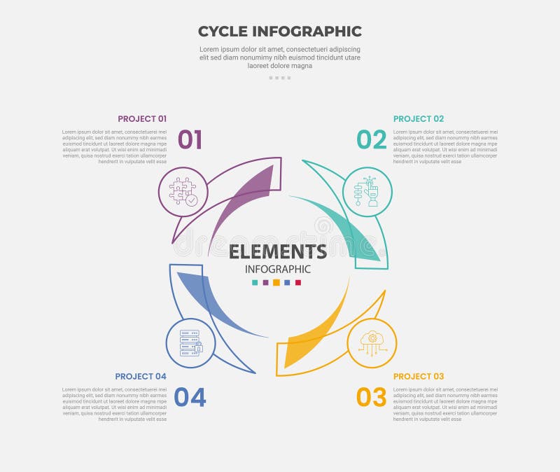 Cycle Base Infographic Outline Style with 4 Point Template with ...