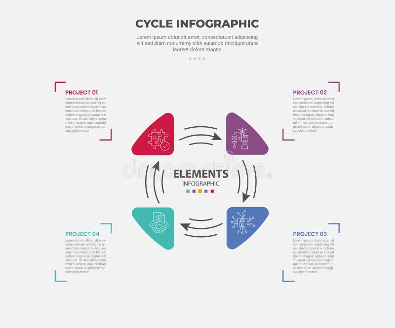 Cycle Base Infographic Outline Style with 4 Point Template with ...