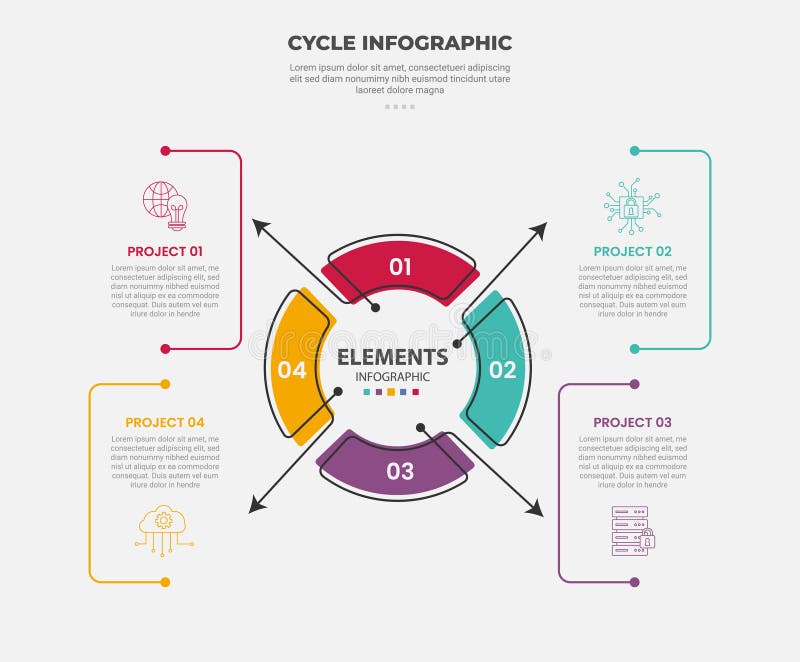 Cycle Base Infographic Outline Style with 4 Point Template with ...