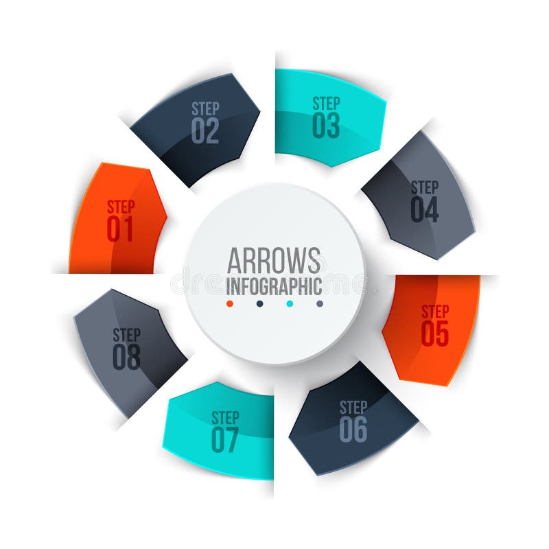 Cycle Business Arrows Elements. Business Process Infographics with 8 ...