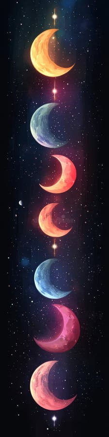 Cycle of Celestial Bodies Showcasing the Phases of Lunar Cycles Against ...