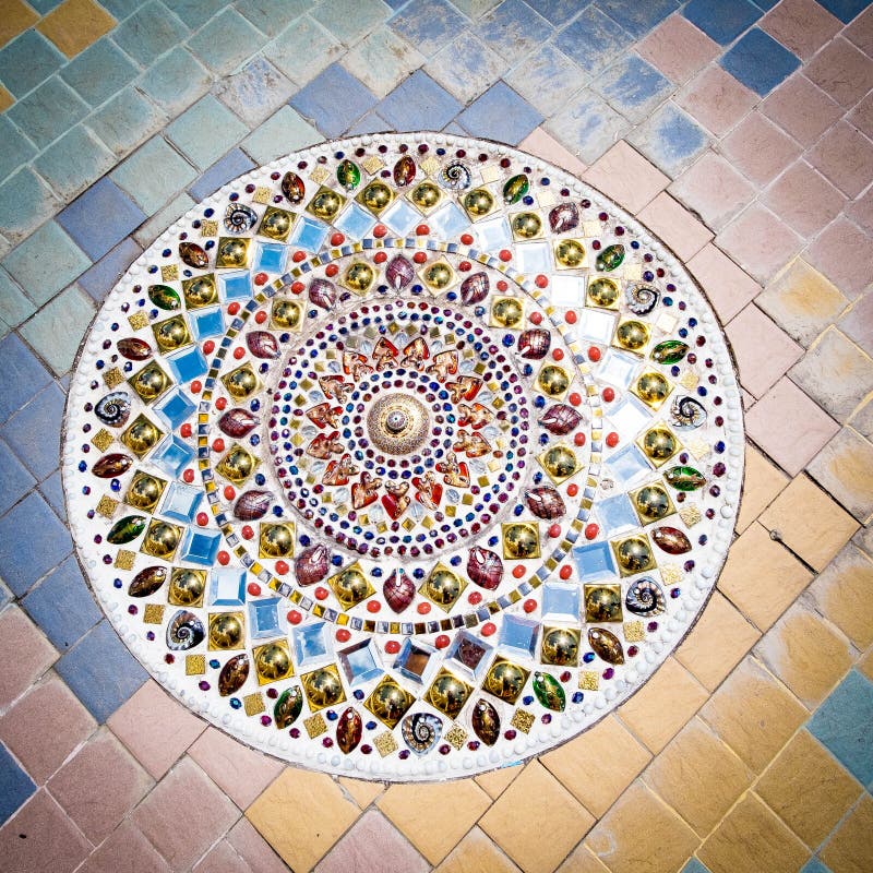 Ceramic Art Pattern on Thai Temple Floor Stock Photo - Image of gold ...