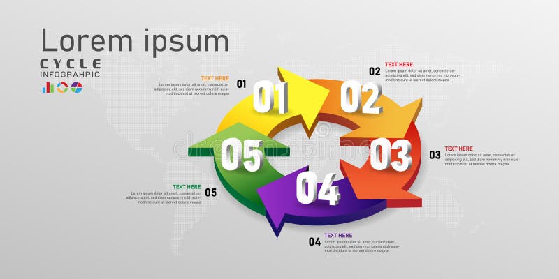 Cycle Chart Infographic Vector Illustration with Colorful Topic ...
