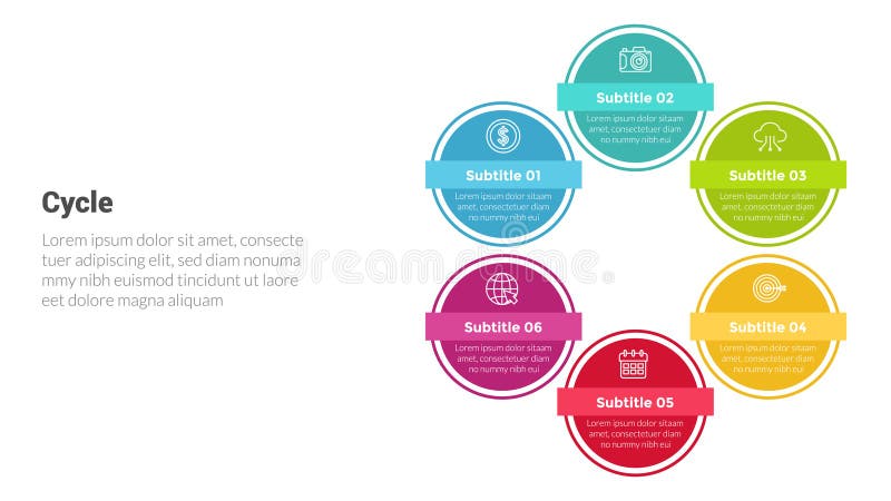 Cycle or Cycles Stage Infographics Template Diagram with Circular ...