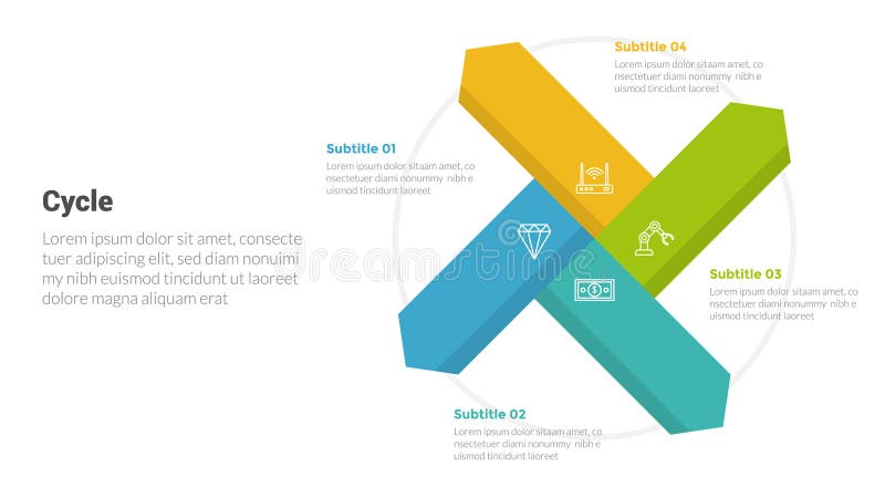 Cycle or Cycles Stage Infographics Template Diagram with Long Rectangle ...