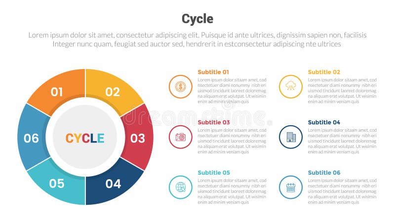 Cycle or Cycles Stage Infographics Template Diagram with Pie Chart ...