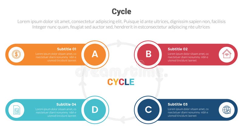 Cycle or Cycles Stage Infographics Template Diagram with Rectangle and ...