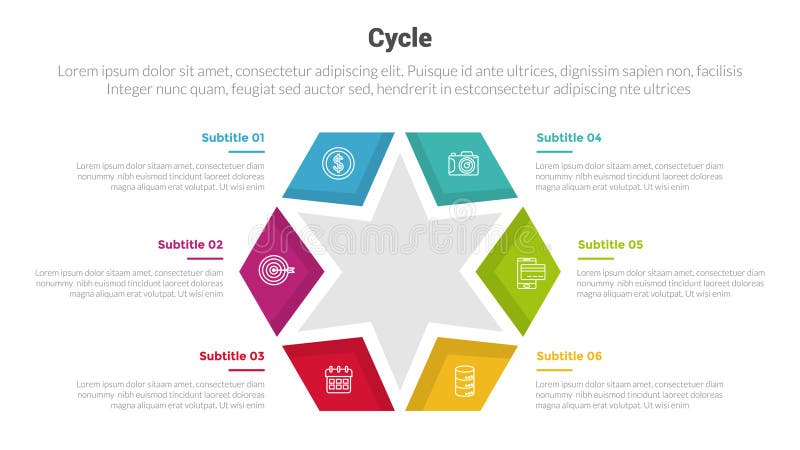 Cycle or Cycles Stage Infographics Template Diagram with Star Shape ...