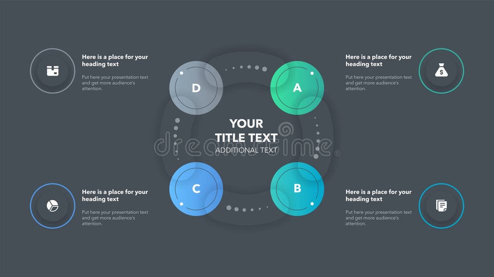 Modern Round Cycle Diagram with Four Colorful Steps - Dark Version ...