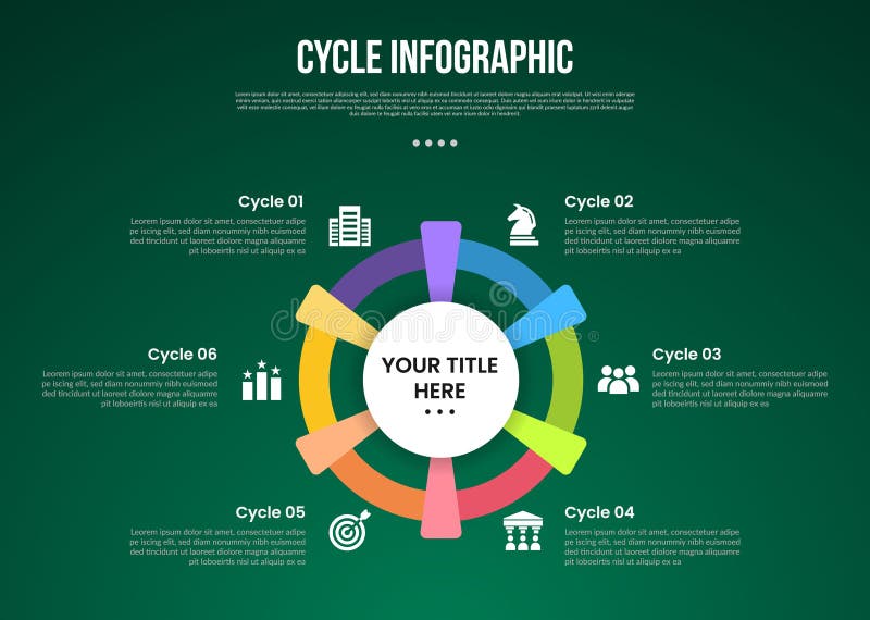 Cycle Infographic with Creative Circle Spreading Shape with 6 Point ...