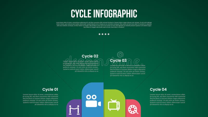 Cycle Infographic with Round Rectangle Shape on Bottom with 4 Point ...