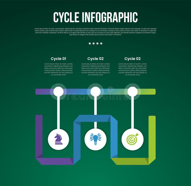 Cycle Infographic with Timeline Point Horizontal with Ribbon Folding ...